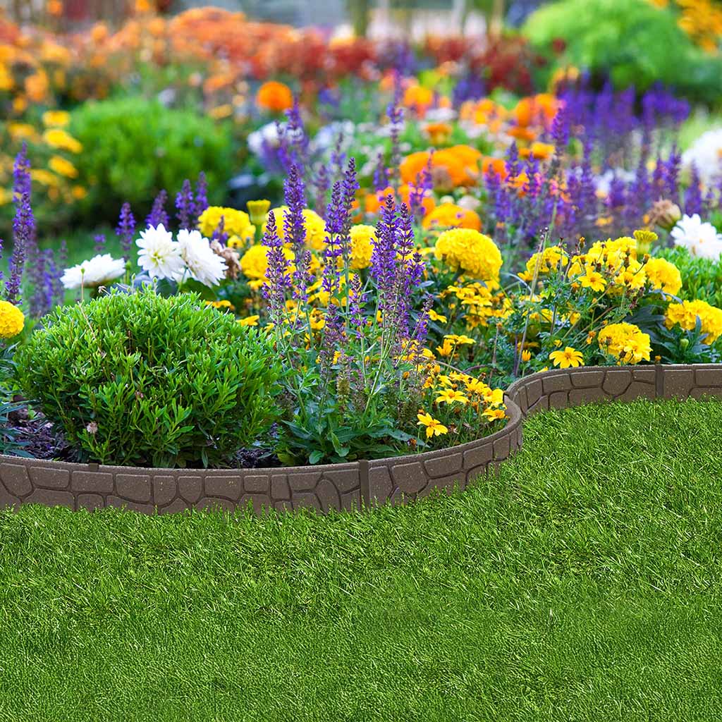 1.2m Recycled Rubber Lawn Edging - Ultra Curve Border Stone - H9cm ...